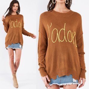 Gilli | Sweaters | Camel Jadore Logo Embroidered Long Tunic Sweater ...